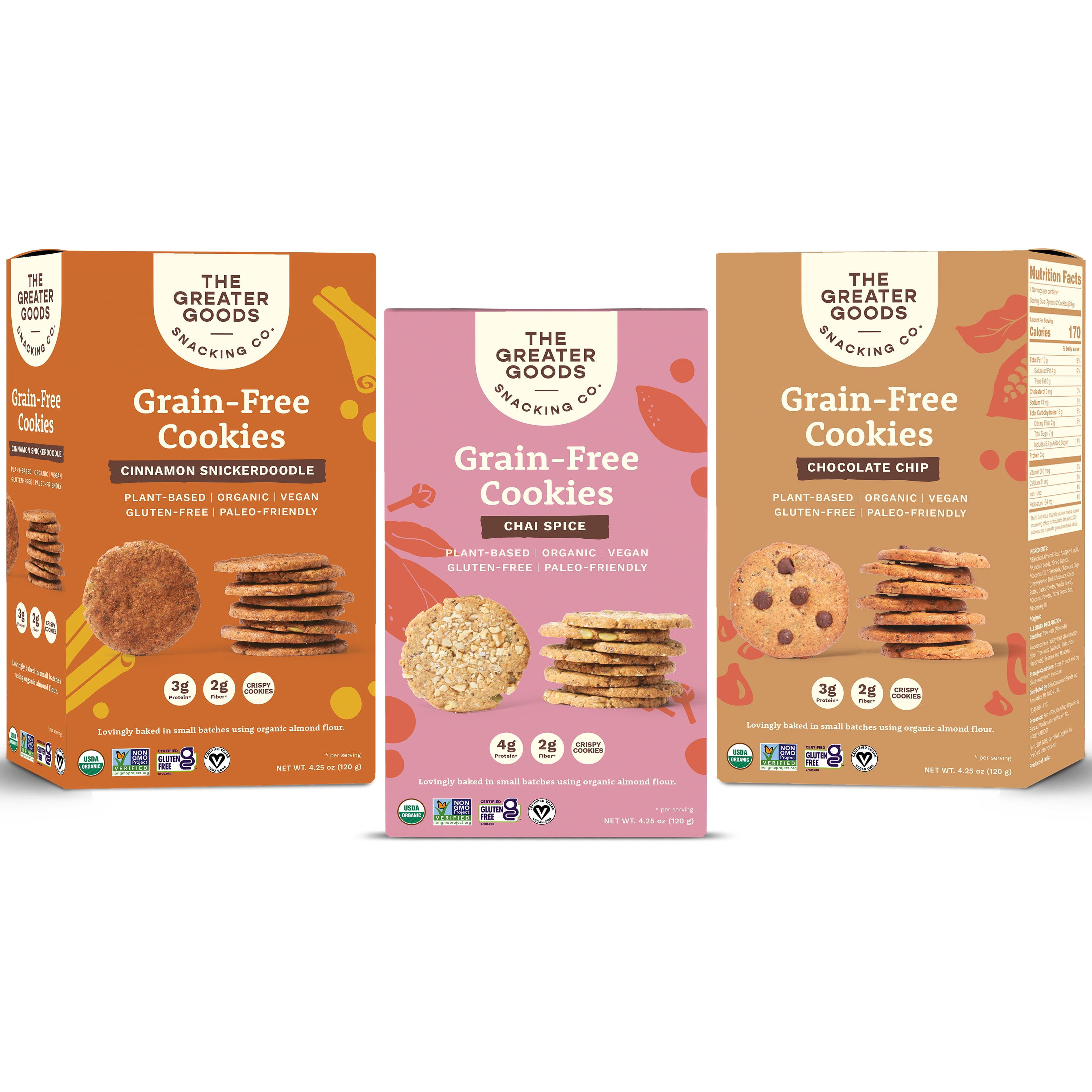 The Greater Goods Snacking Co Gluten Free Cookie Sampler Pack 4oz 3 ...