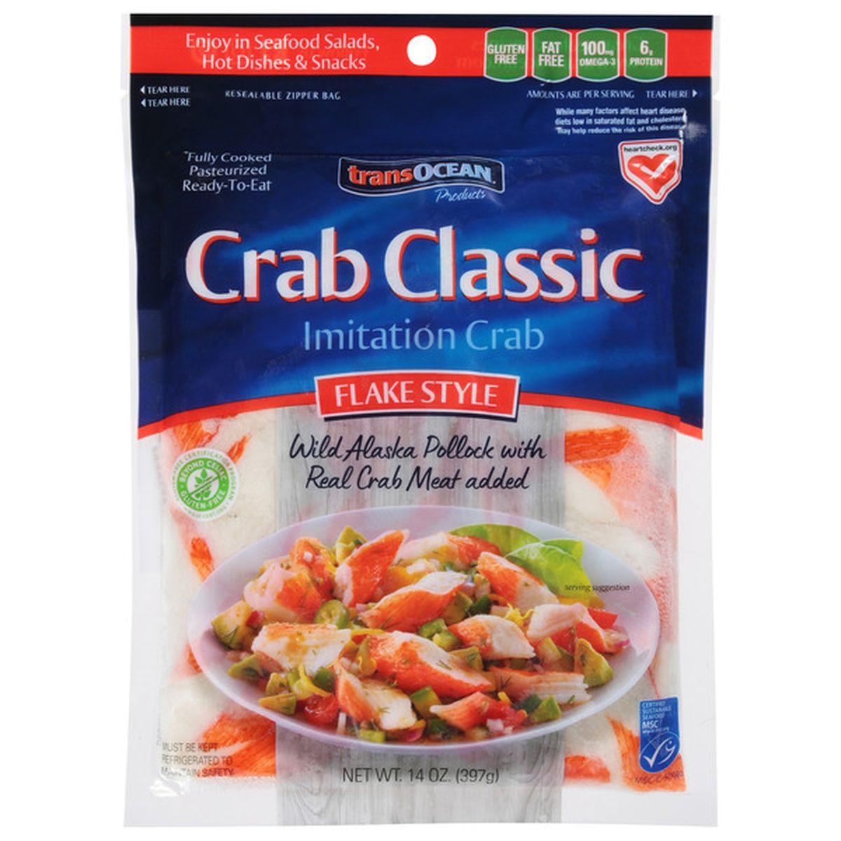 Crab Classic Imitation Crab Flake Style: Nutrition & Ingredients ...